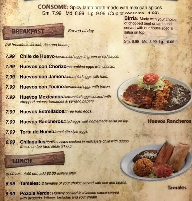 Menu at Birrieria Diaz restaurant, Bethany