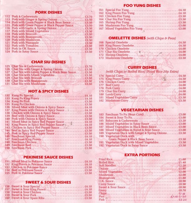 Menu at The Crispy Cod restaurant, Manchester, 3 Green End Rd