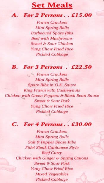 Menu at The Crispy Cod restaurant, Manchester, 3 Green End Rd