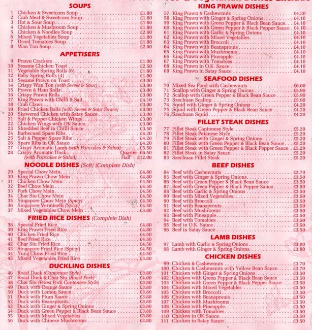 Menu at The Crispy Cod restaurant, Manchester, 3 Green End Rd