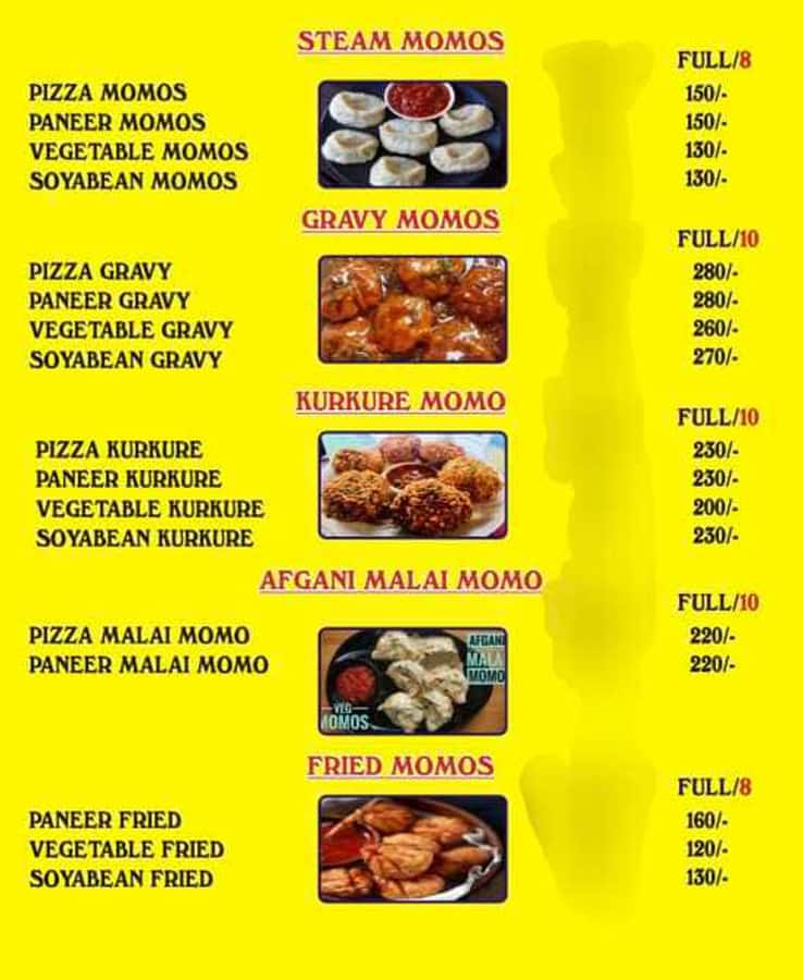 Menu of Dixit Momo Adda, Shalimar Garden, Ghaziabad