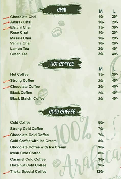Menu of Desi Chai Theka, Vasai, Mumbai