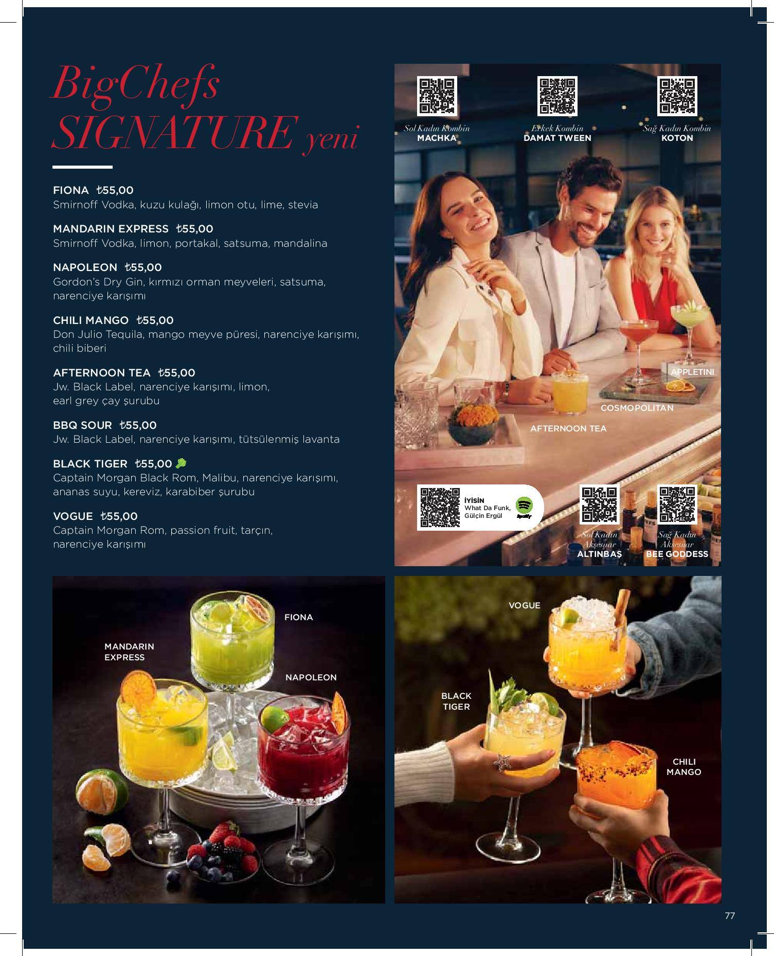 Menu at Big Chefs Restaurant, Antalya