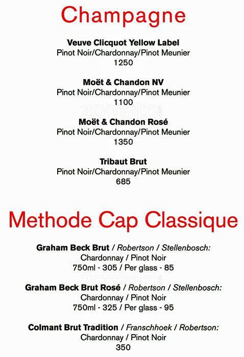 Menu at Savour cafe, Cape Town