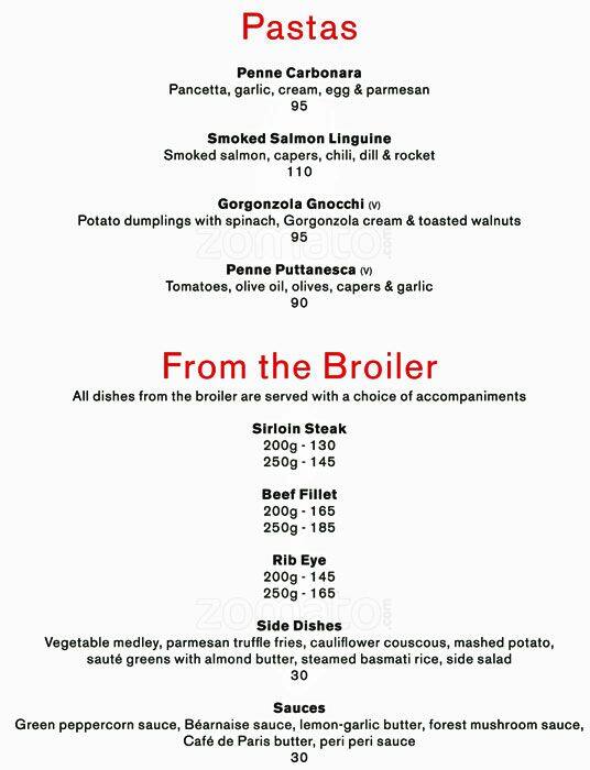 Menu at Savour cafe, Cape Town