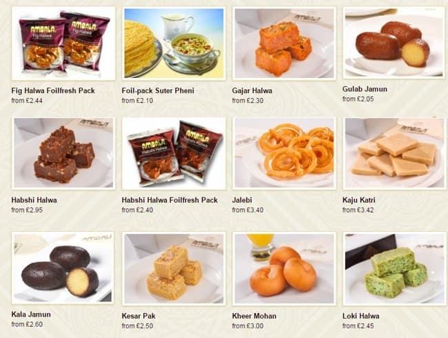 Menu at Ambala Sweets, Birmingham, 324 Soho Road