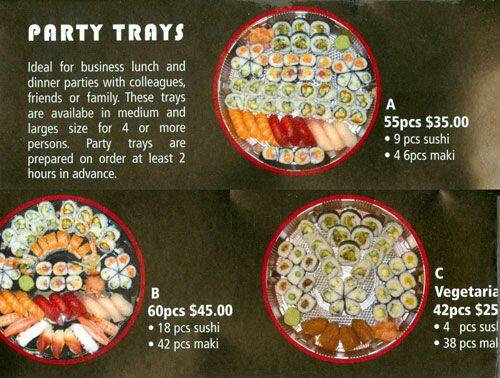 Menu at New Generation Sushi restaurant, Toronto, 486 Bloor St W