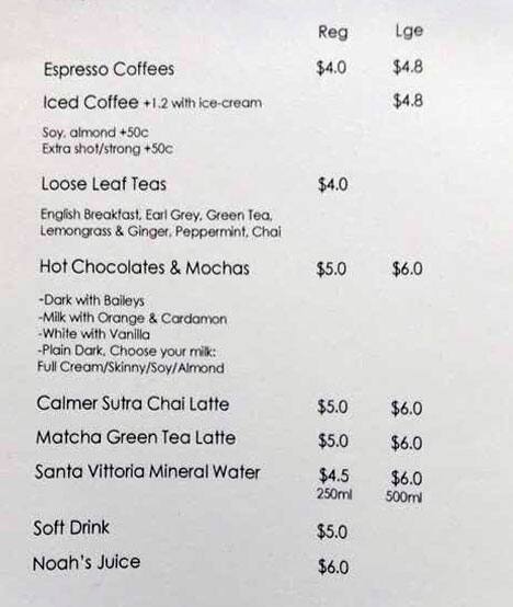 Menu at Le Petit Gateau cafe, Melbourne