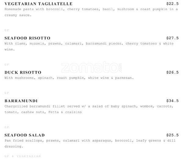 Menu at Our Table cafe, Bedford