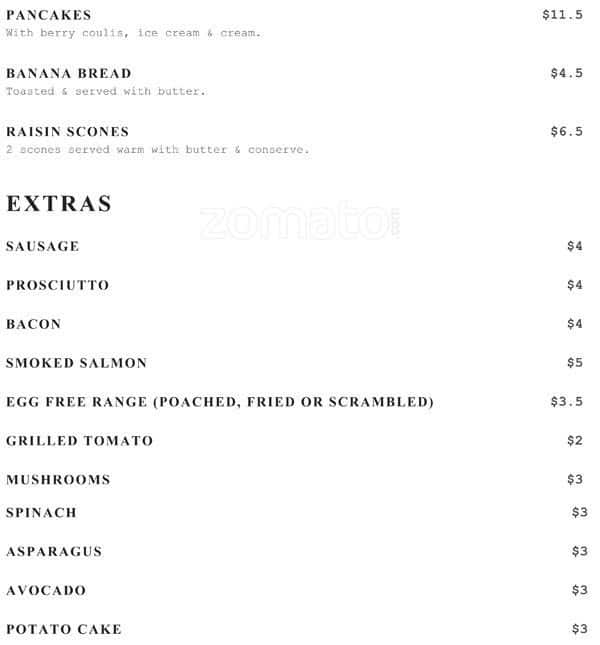 Menu at Our Table cafe, Bedford