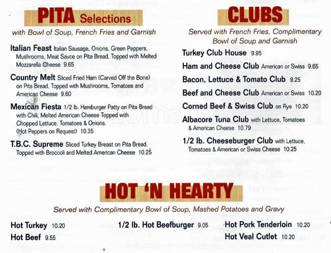 Menu at Christy's restaurant, Wood Dale
