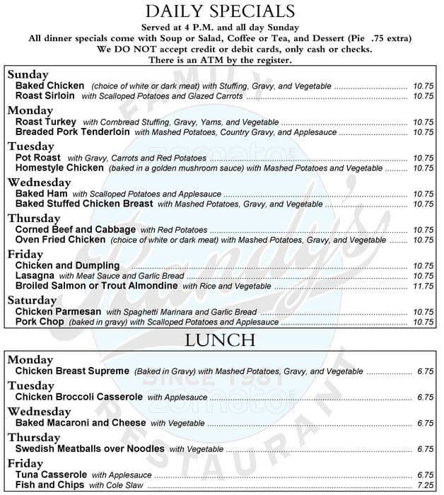 Menu at Randy's Restaurant & Ice Cream, Scottsdale