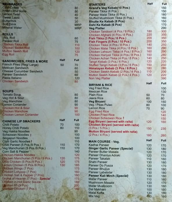 Menu at Grand Eatery, Noida, B Block Market