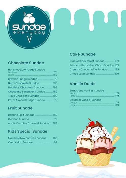 Menu of Sundae Everyday Ice Creams, Bhosari, Pune