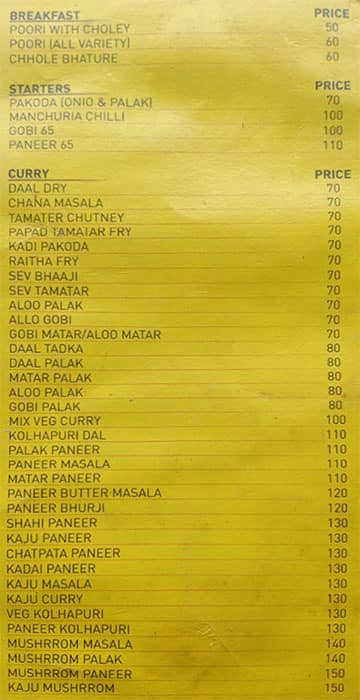 Menu of Krishna Veg Dhaba, Bowenpally, Secunderabad