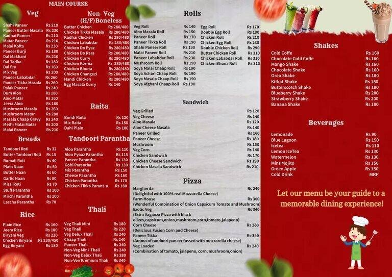 Menu of Tandoori Fragrance, Sector 135, Noida