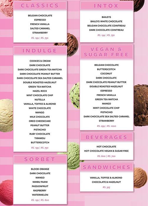 Menu of Minus 30, Marathahalli, Bangalore