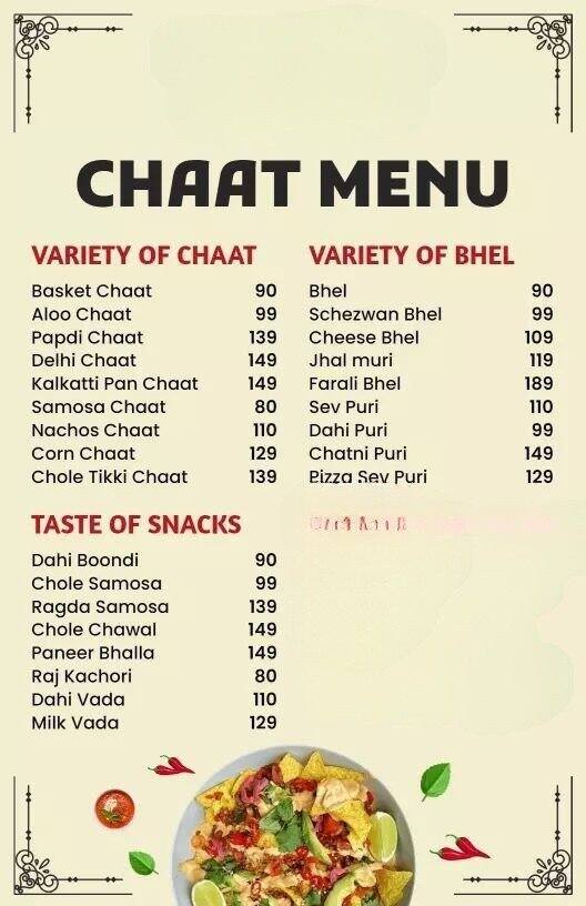 Menu of Lucknowi Chaat, Sector 7, Dwarka, New Delhi