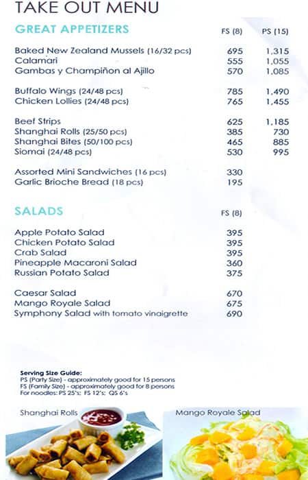Menu at Conti's desserts, Makati