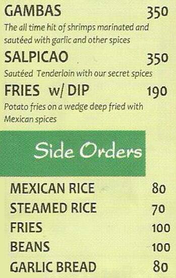 Menu at Salud Bar & Grill, Taguig