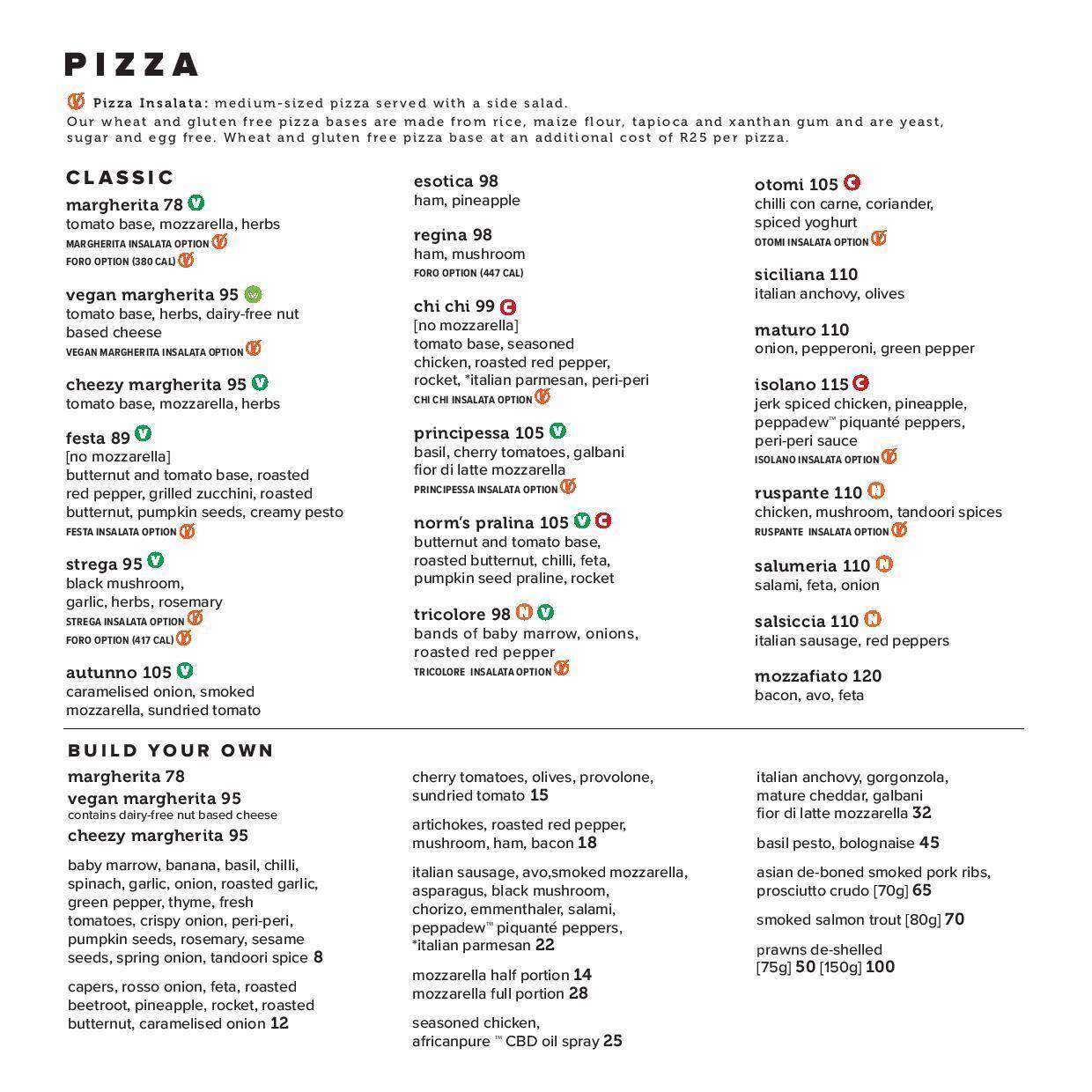 Menu at Col'Cacchio Durbanville restaurant, Cape Town, Shop 7 & 8