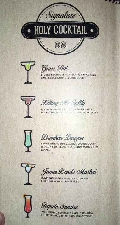 Menu at Holywings pub & bar, Jakarta, Ruko Boulevard Kelapa Gading ...