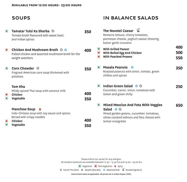 Menu of The Square - Novotel, Gomti Nagar, Lucknow