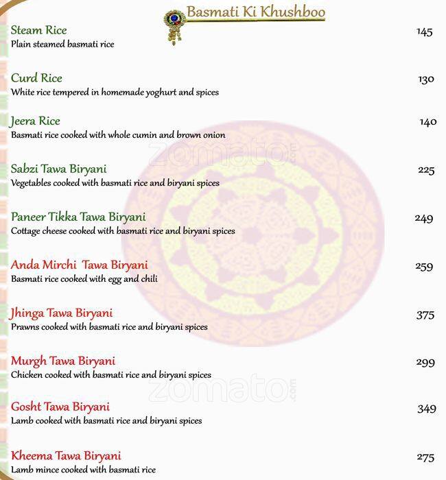 Menu at Amethyst, Hyderabad