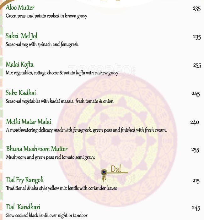Menu at Amethyst, Hyderabad