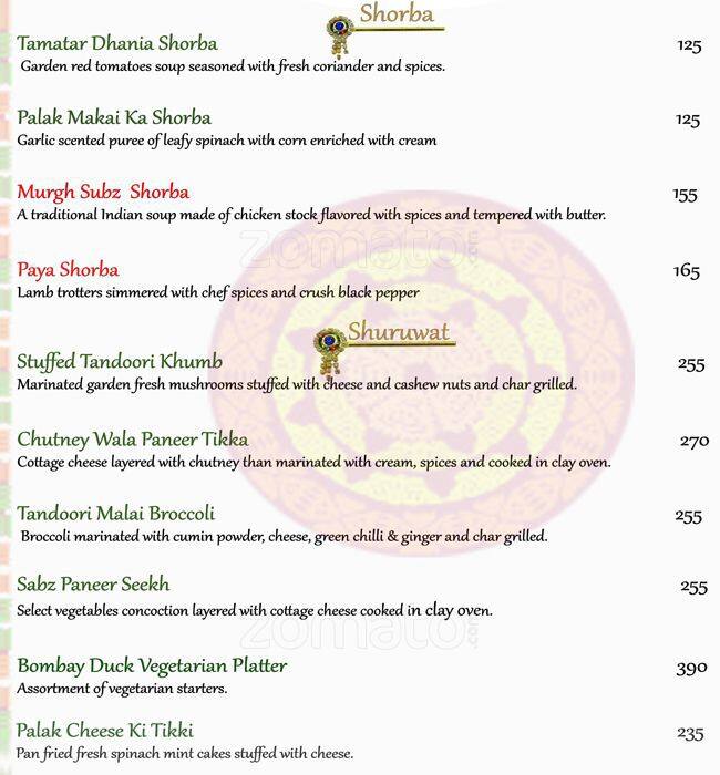 Menu at Amethyst, Hyderabad