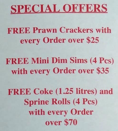 Menu at Win Win restaurant, Reservoir