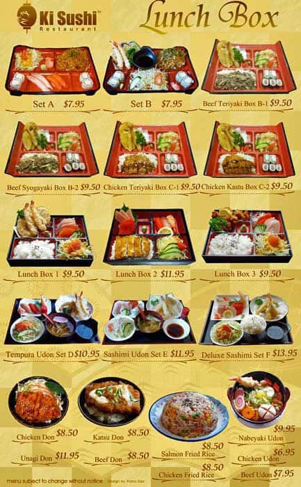 Menu at Ki Sushi Restaurant, New Westminster