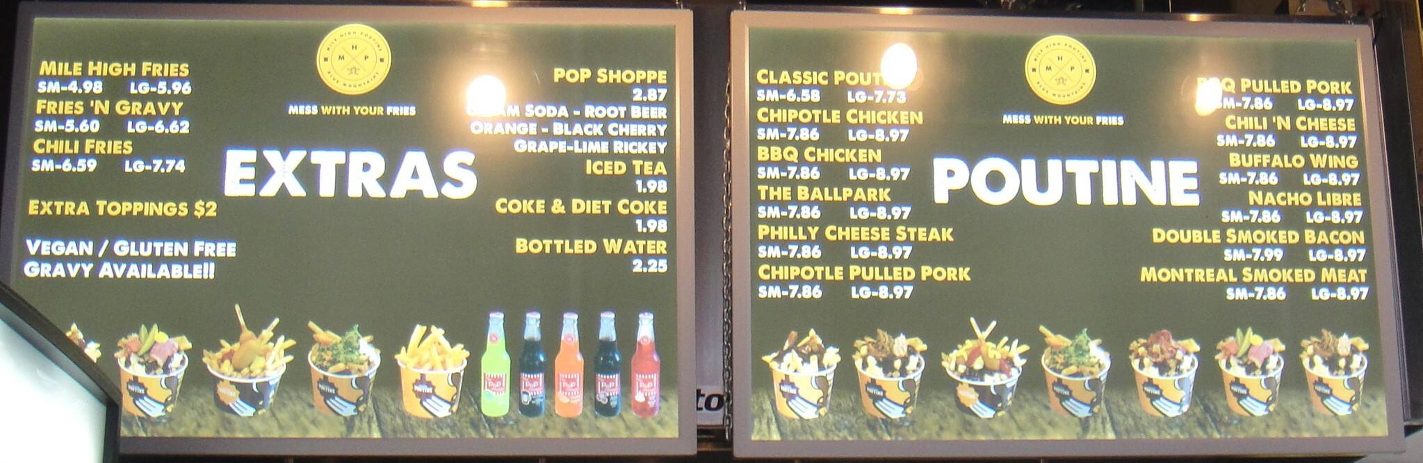 Menu at Mile High Poutine Ltd restaurant, The Blue Mountains