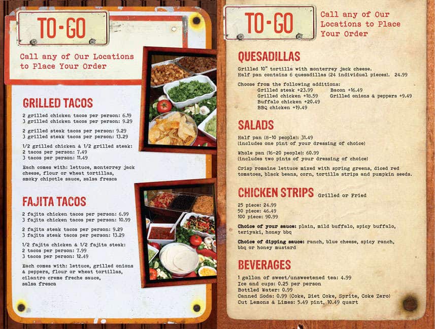 Menu at Tin Lizzy's Cantina pub & bar, Atlanta, Piedmont Rd NE