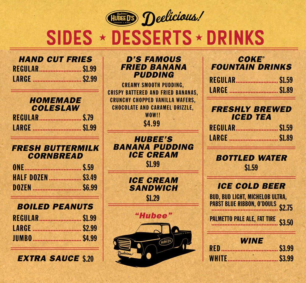 Menu at Hubee D's Tenders and Wings restaurant, Charleston