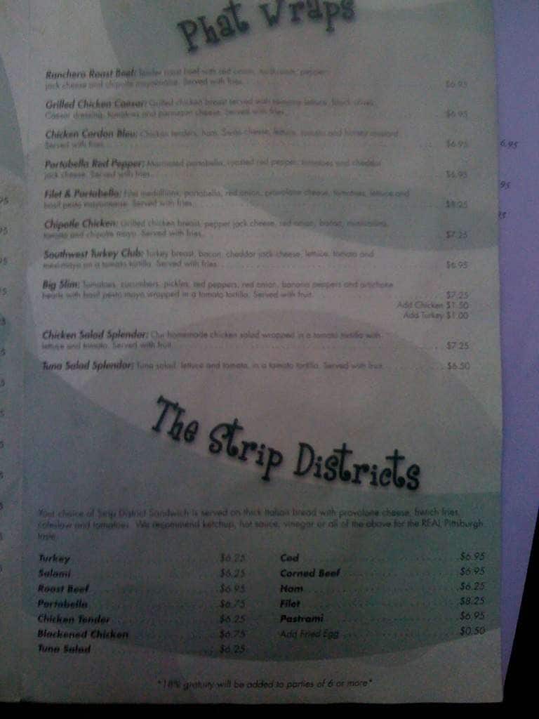 Menu at Calamari's Squid Row pub & bar, Erie