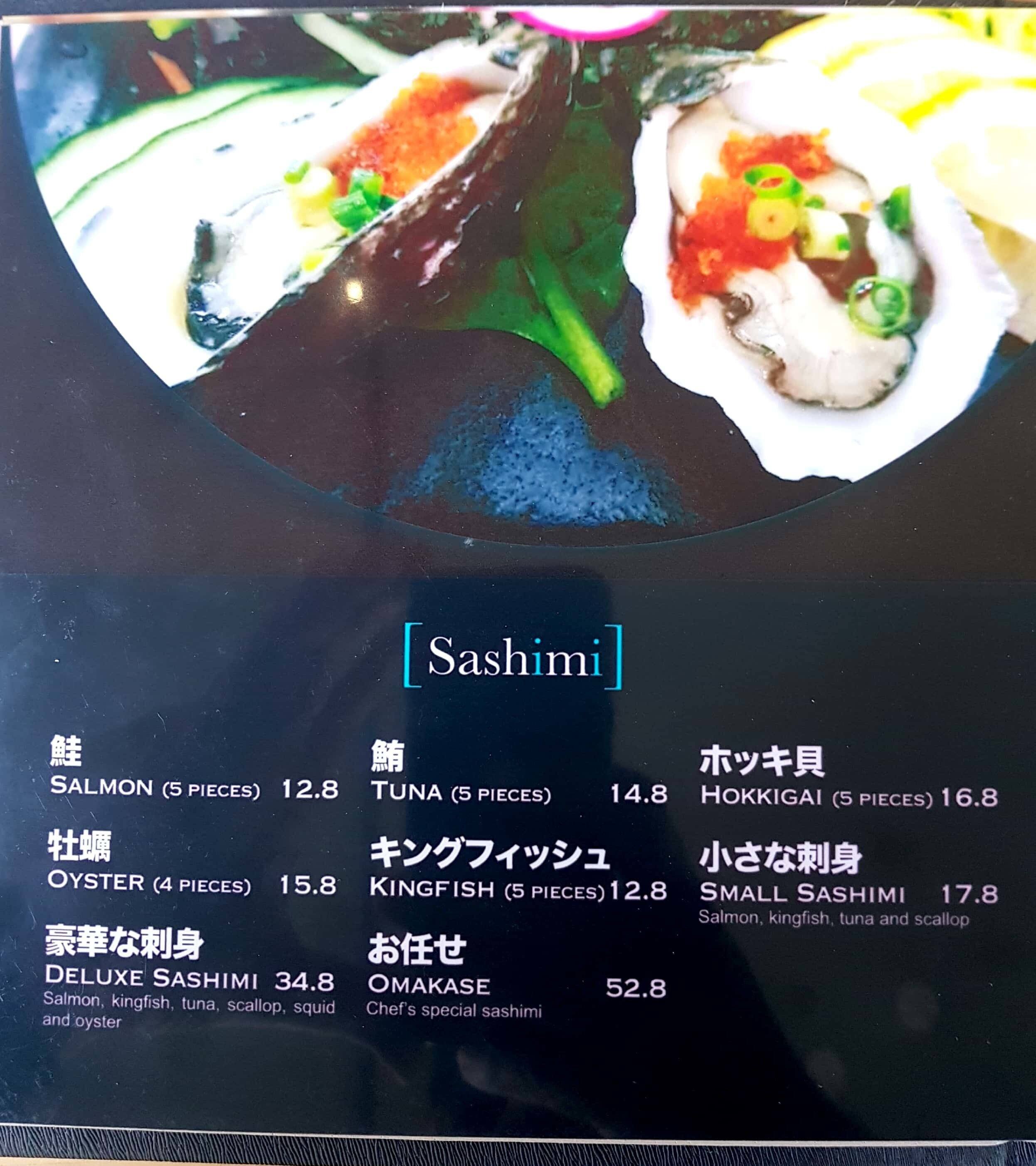 Menu at Taisho Wagyu Beef BBQ, Zetland