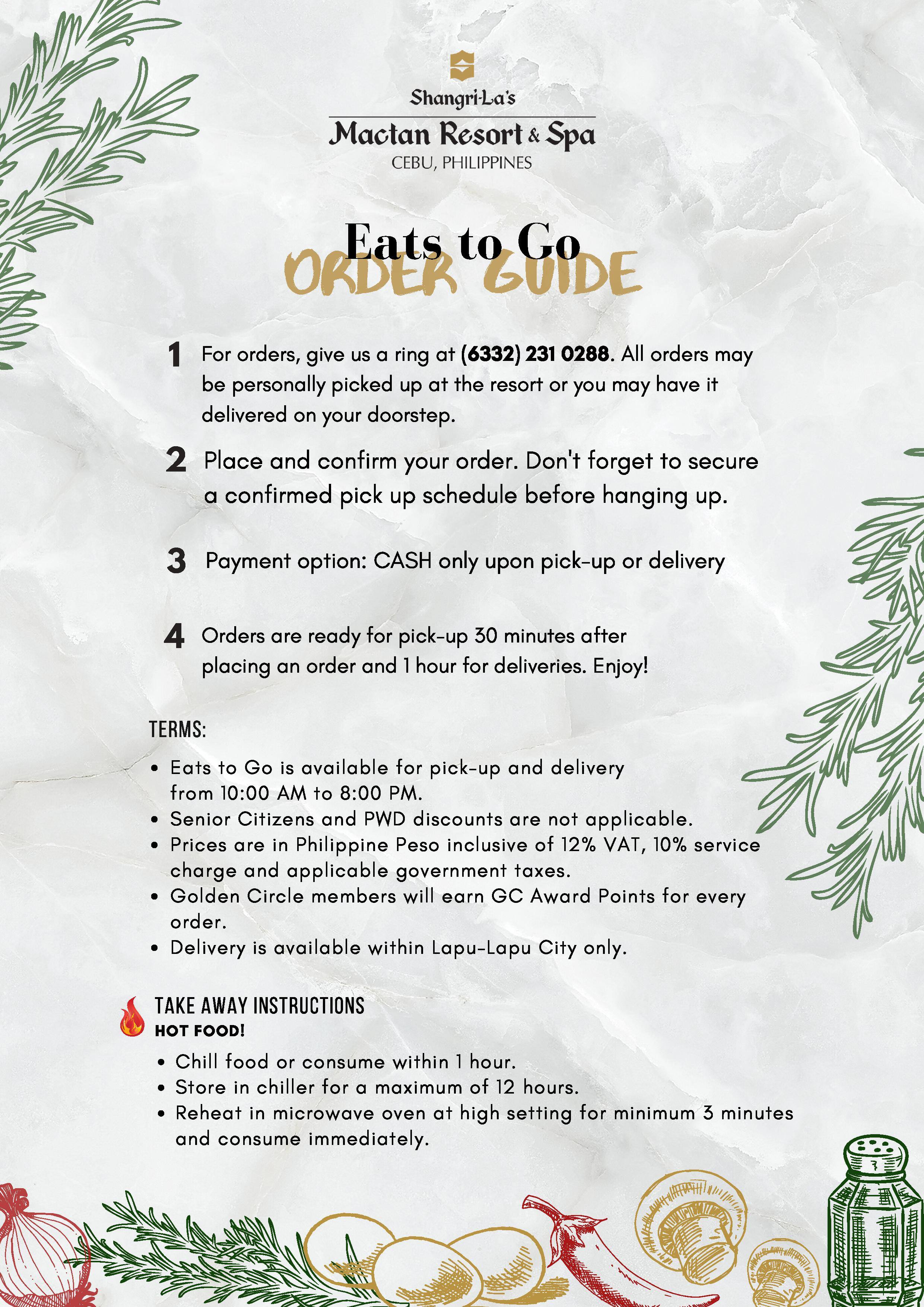 Menu at Cowrie Cove at Shangri-La Mactan, Cebu restaurant, Lapu-Lapu City