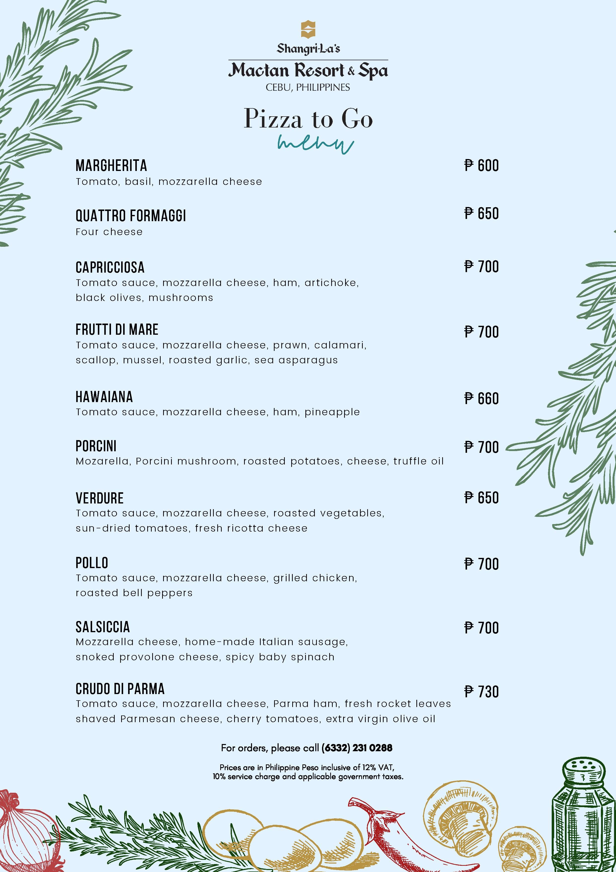 Menu at Cowrie Cove at Shangri-La Mactan, Cebu restaurant, Lapu-Lapu City