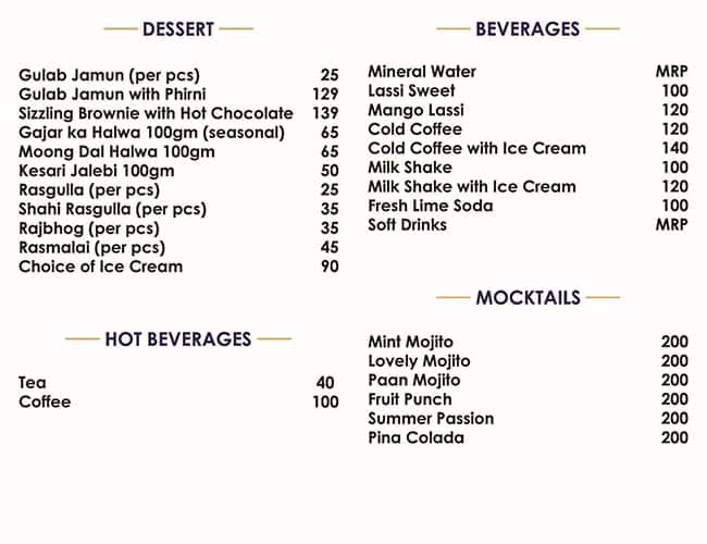 Menu at Moti Mahal Deluxe, Noida, IMPERIAL ARCADE