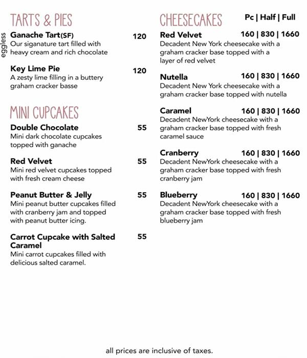 Menu at The Ganache Factory, Bengaluru, 156A