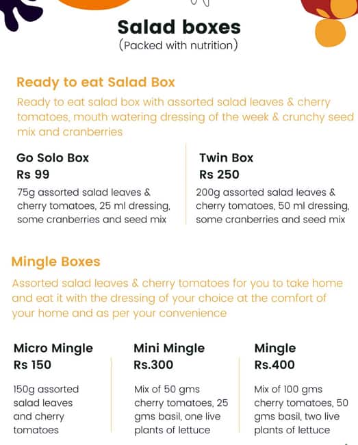 Menu of Froots, Linking Road, Bandra West, Mumbai