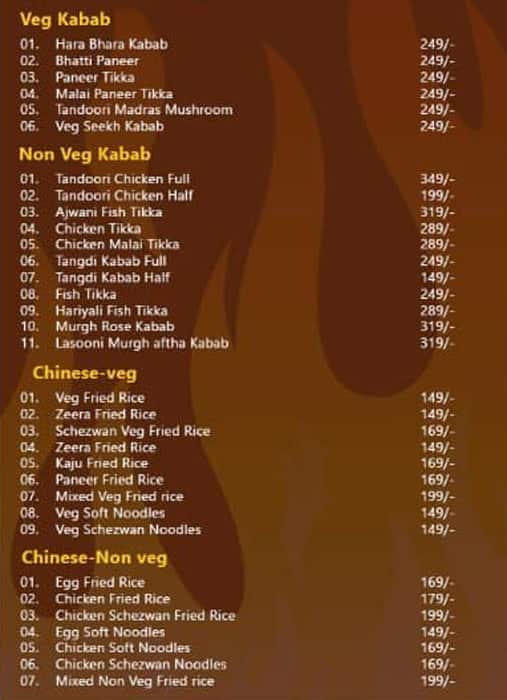 Menu at The Village Spices, Hyderabad