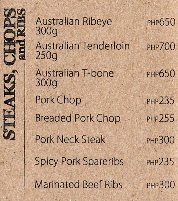 Menu at Swiss Deli, Parañaque