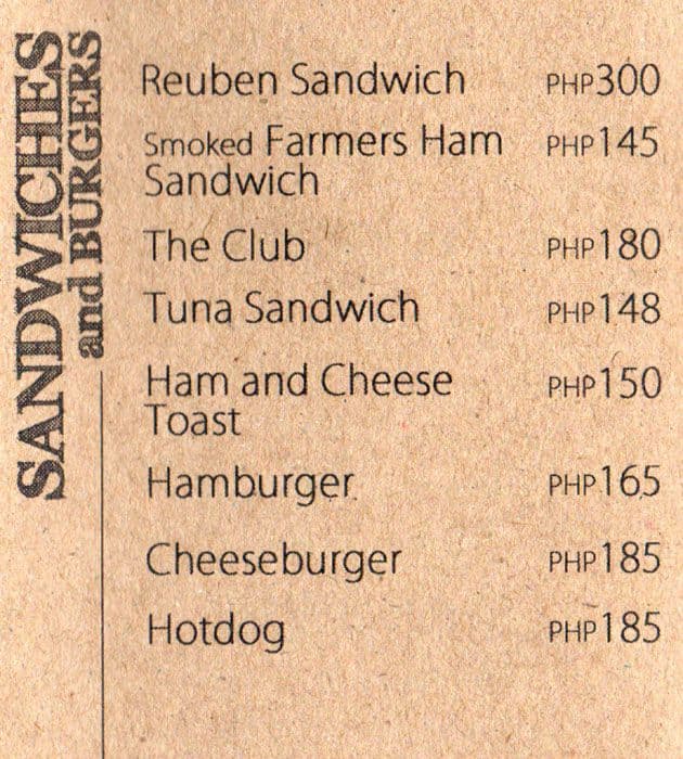 Menu at Swiss Deli, Parañaque
