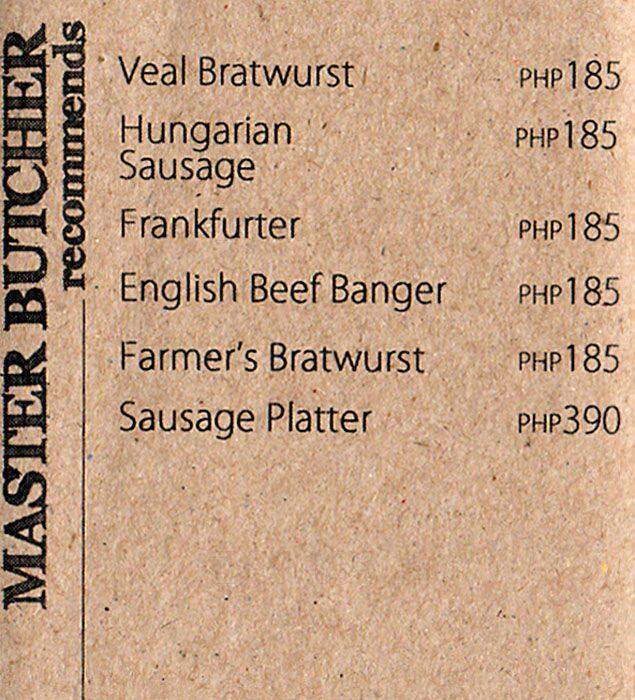 Menu at Swiss Deli, Parañaque