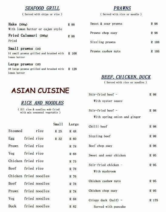 Menu at Sake Sushi restaurant, Cape Town, Sable Square