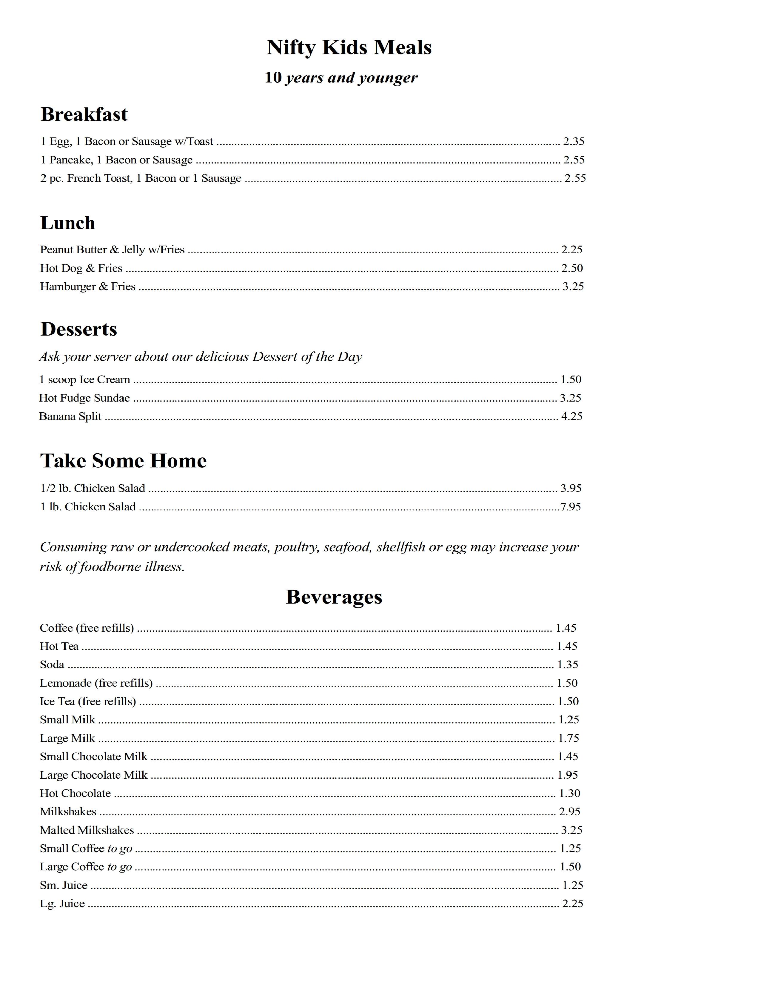 Menu at Lanore's Nifty 50'S Cafe, Largo