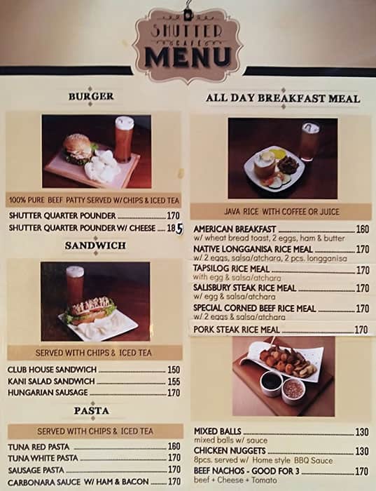 Menu at Shutter Chinois Deli and Cafe, Quezon City, 118 Scout Dr Lazcano