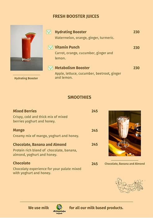 Menu of Go Native, Jayanagar, Bangalore
